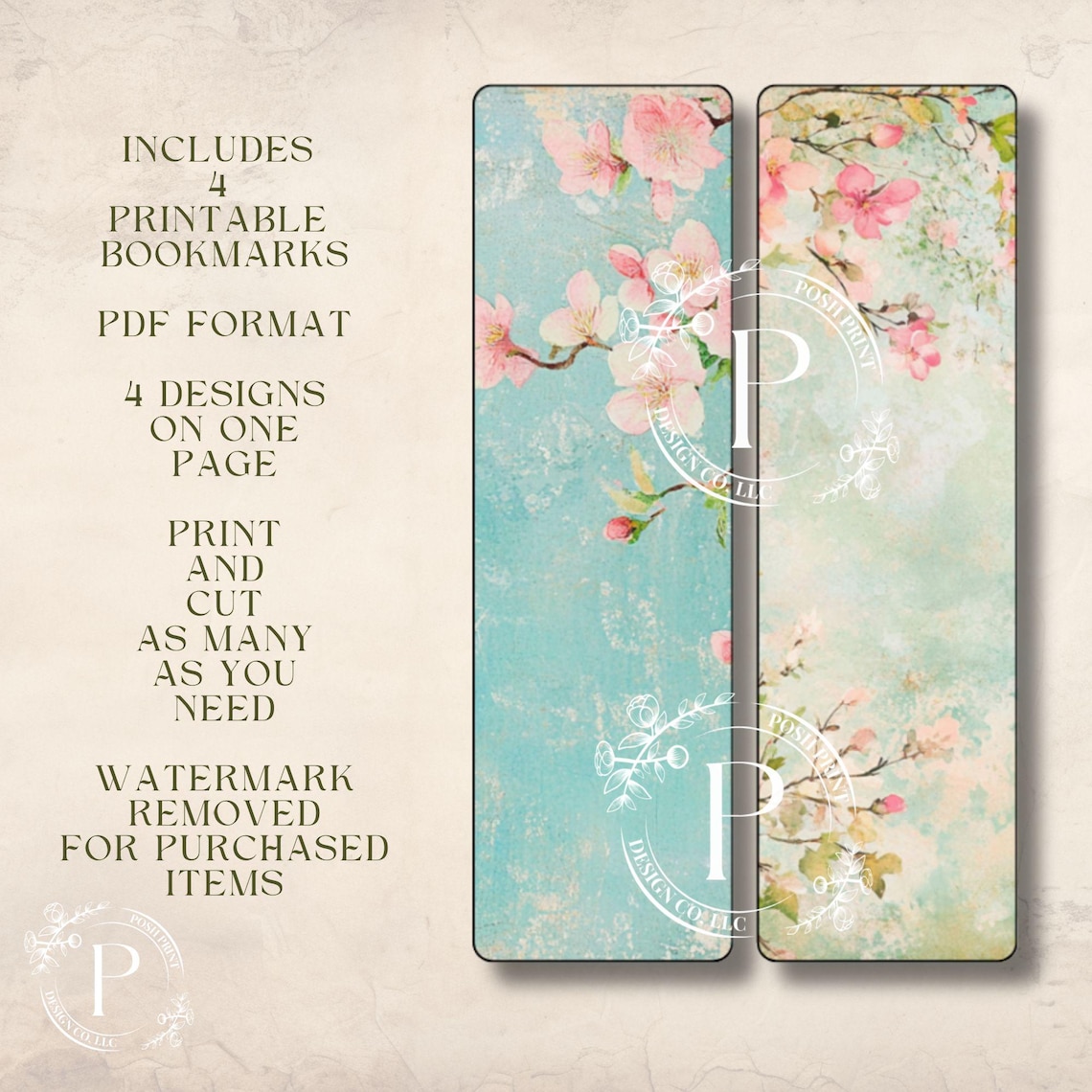 Spring Floral Printable Bookmarks, Bookmark, PDF File - Etsy