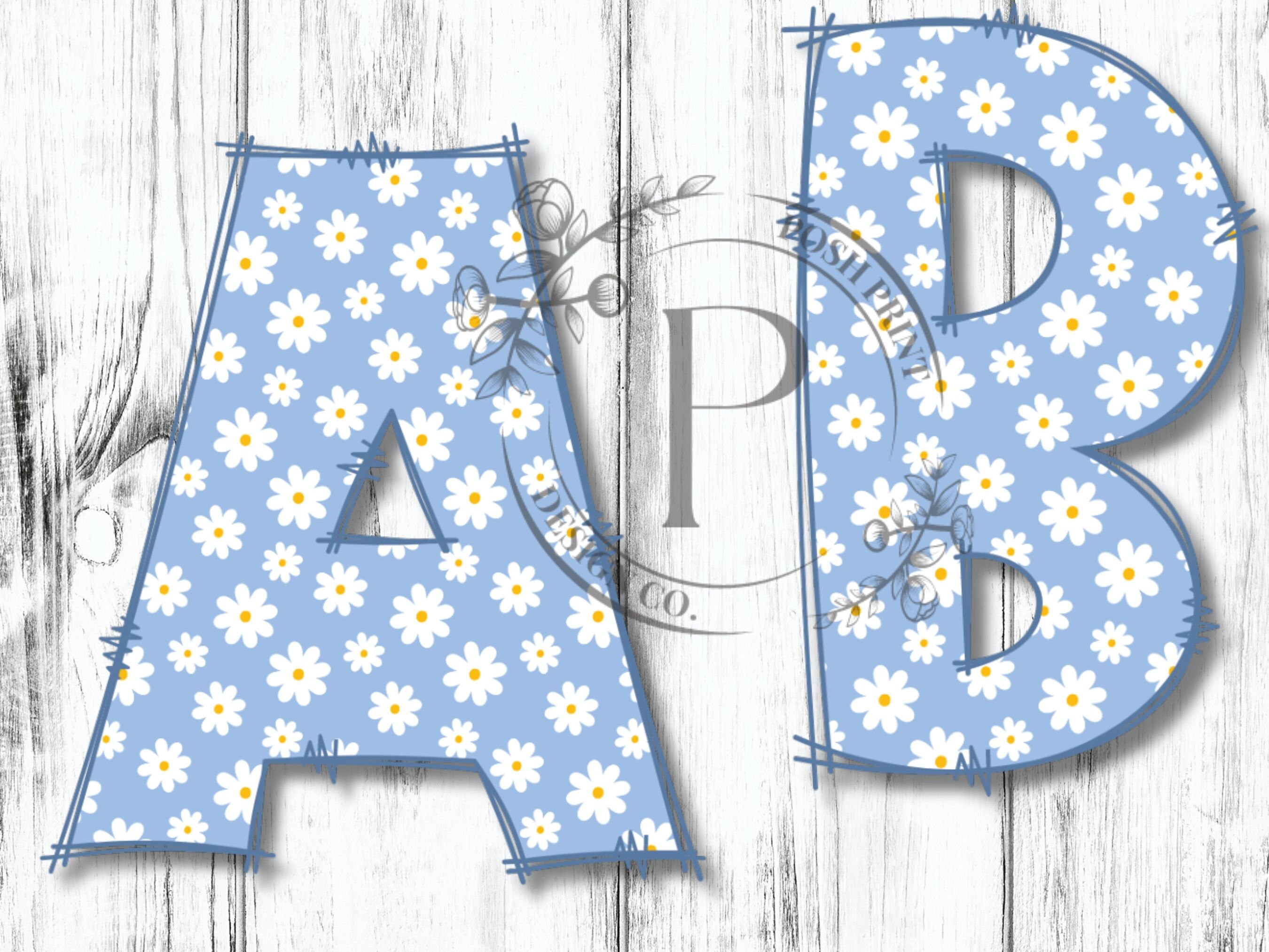 Daisies Bulletin Board Letters, Alphabet Clip Art, Digital Download ...