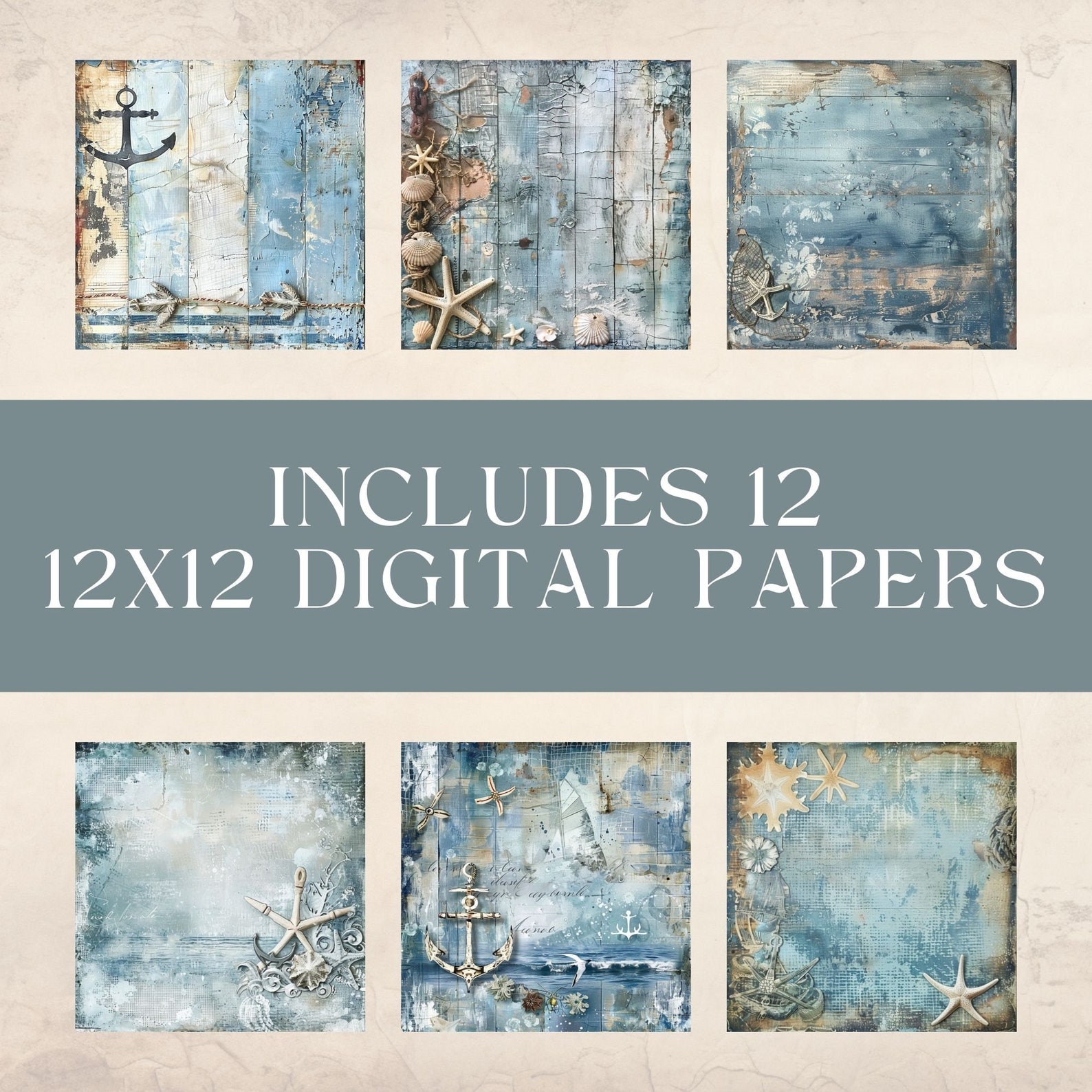 Nautical Scrapbook Papers, Digital Papers, Junk Journal Papers, JPG ...