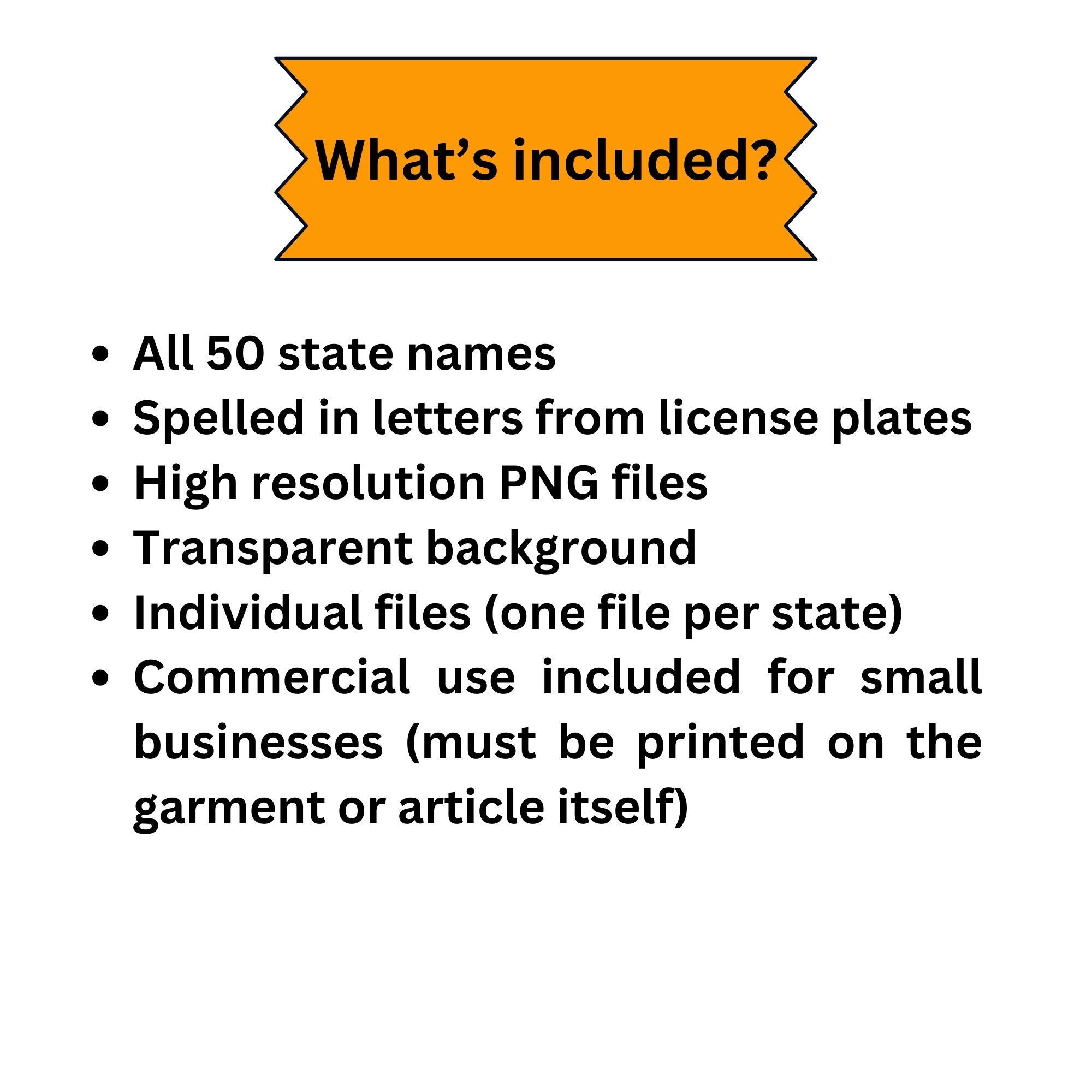 50 License Plate State Names PNG, Sublimation Transfer, T-shirt Design ...