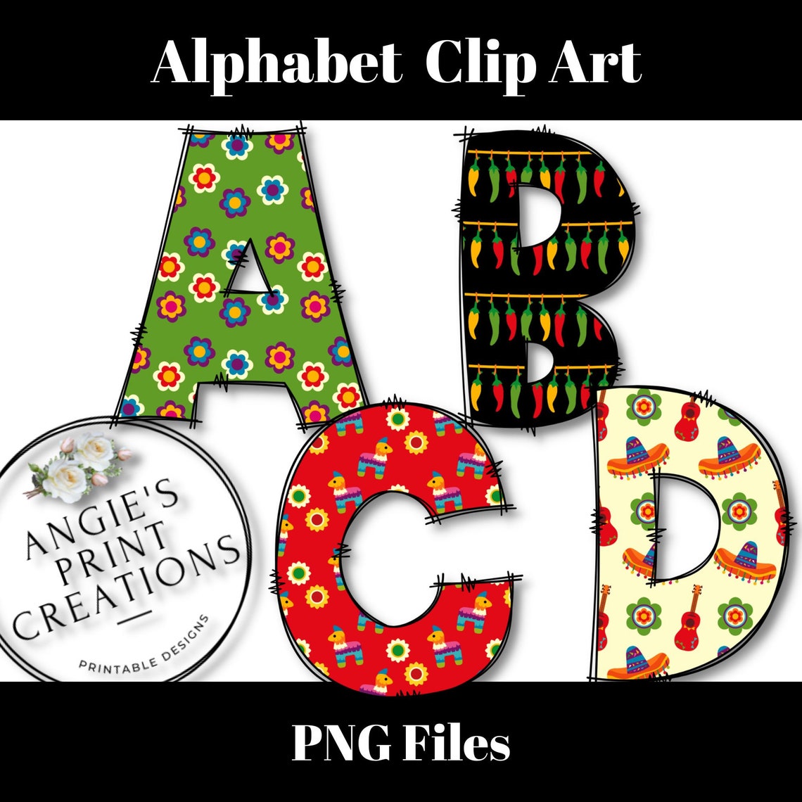 Cinco De Mayo Alphabet Clip Art, Cinco De Mayo Clip Art, Alphabet ...