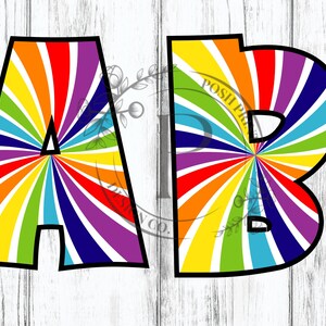 Rainbow Swirl Bulletin Board Letters, Rainbow Letters, Rainbow Alphabet ...