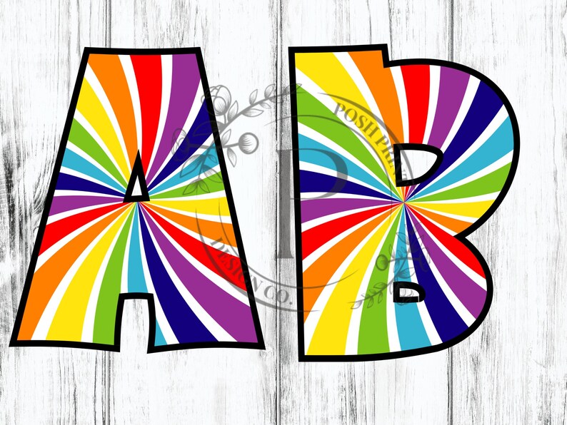 Rainbow Swirl Bulletin Board Letters, Rainbow Letters, Rainbow Alphabet ...
