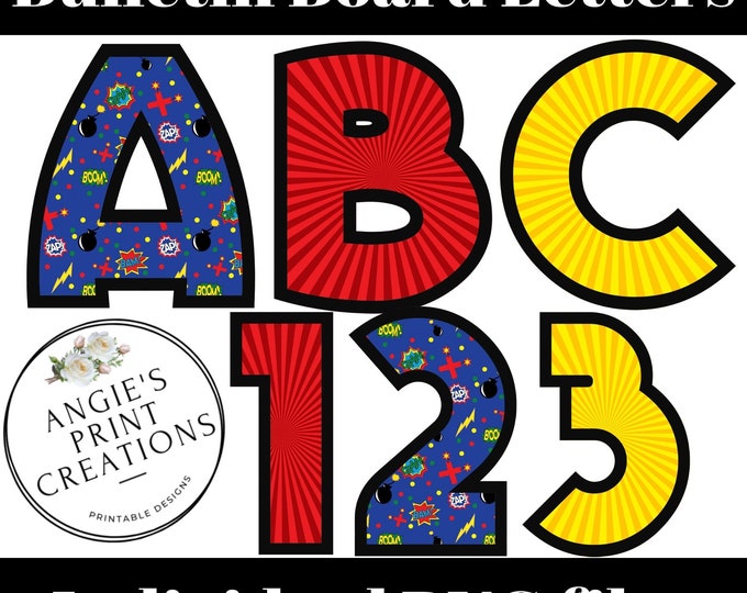 Super Hero/comic Bulletin Board Letters Clip Art - Etsy