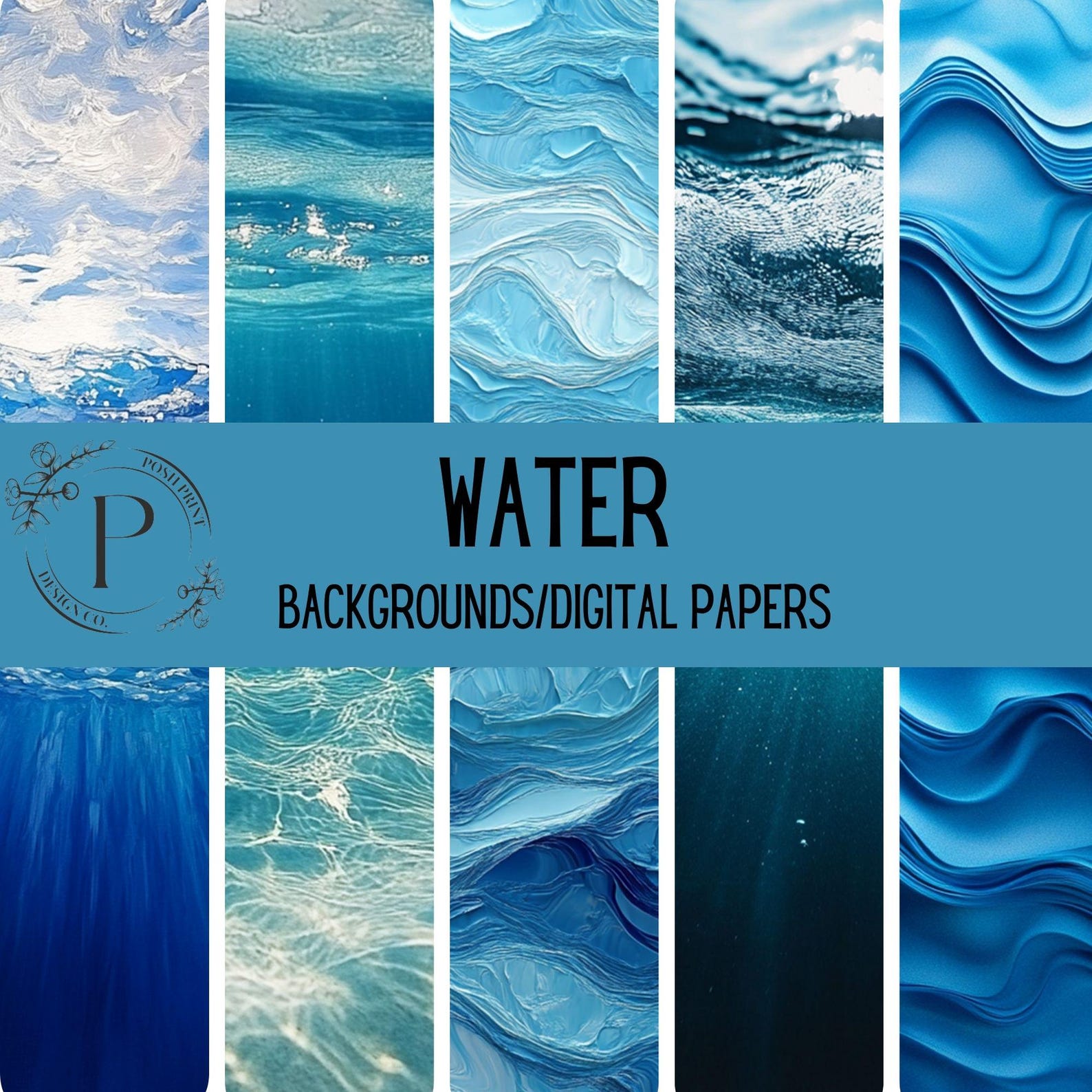 Water Backgrounds, Scrapbook Papers, Digital Papers, Junk Journal ...