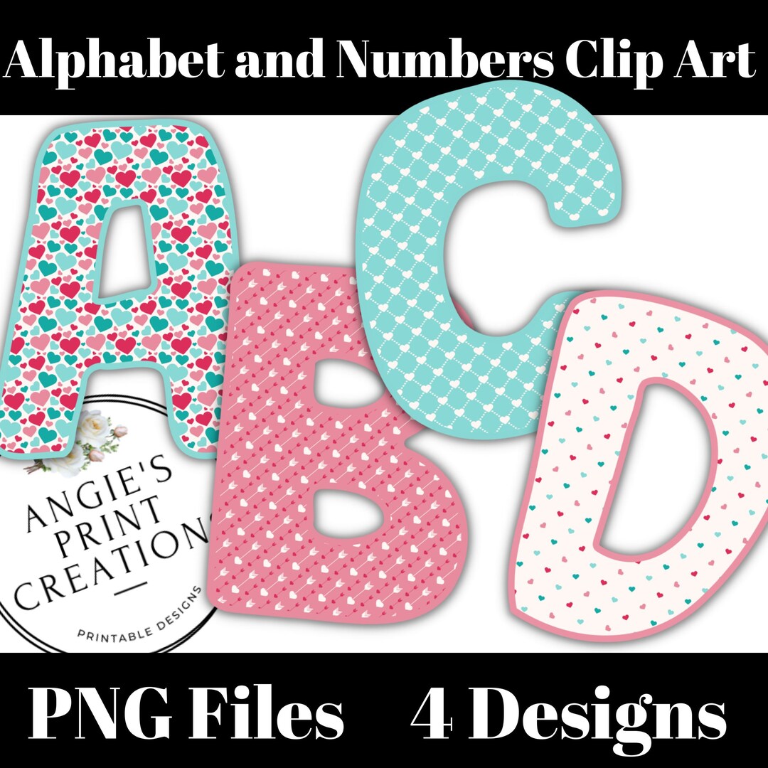Valentine Alphabet Letters and Numbers Clip Art Bulletin - Etsy