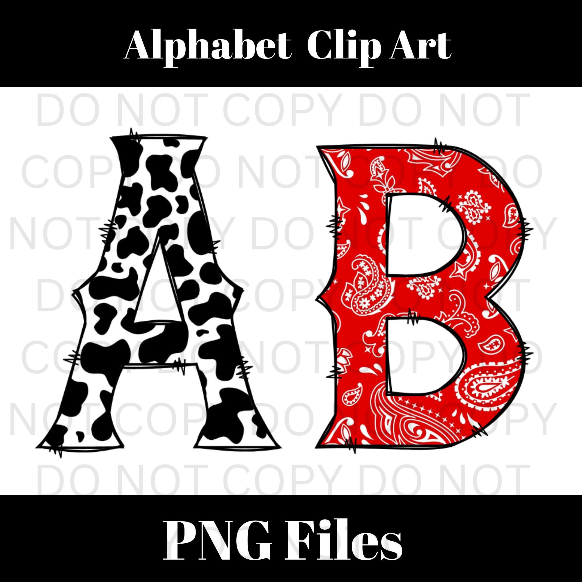 Western Cowboy Alphabet Clip Art, Bulletin Board Letters, PNG Files ...