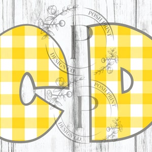 Yellow Gingham Bulletin Board Letters, Alphabet Clip Art, Letters and ...