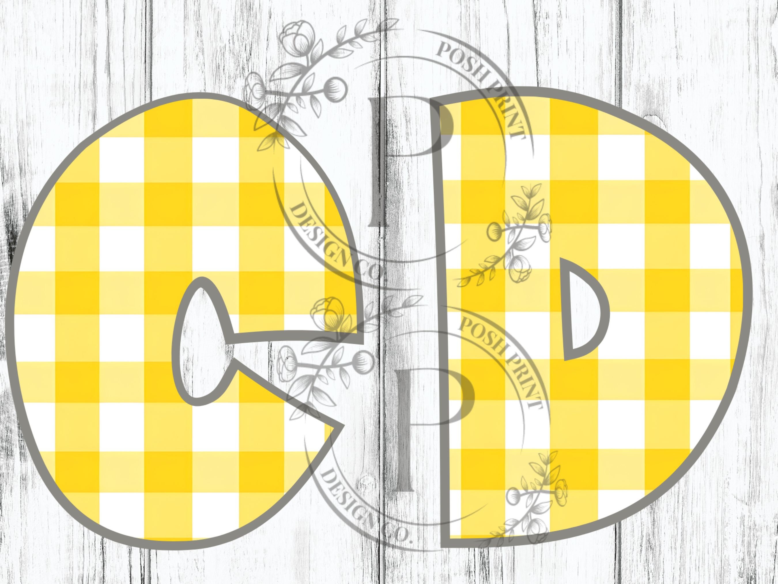 Yellow Gingham Bulletin Board Letters, Alphabet Clip Art, Letters and ...