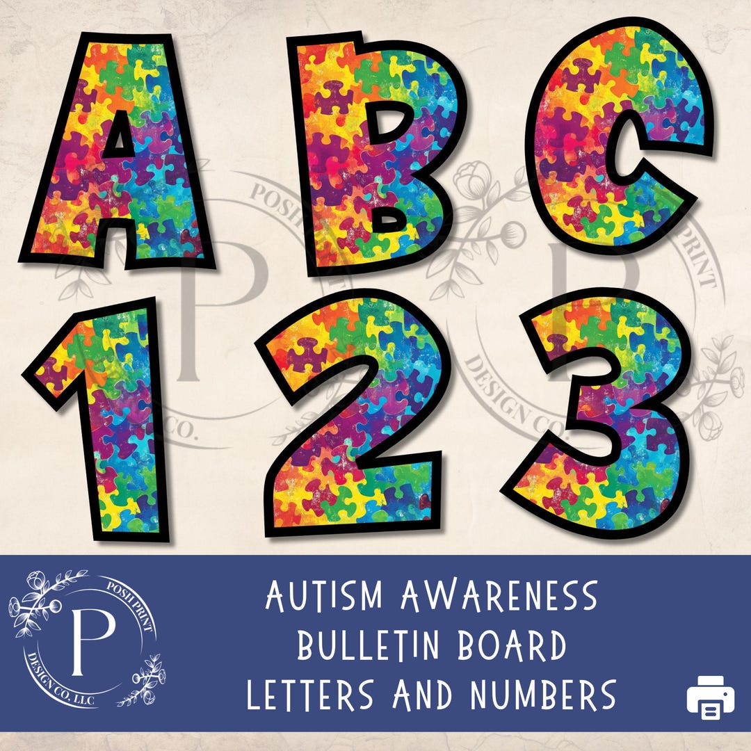 Autism Awareness Bulletin Board Letters, Alphabet Clip Art, Letters ...