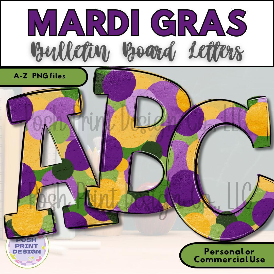 Mardi Gras Bulletin Board Letters | Alphabet Clip Art | Transparent PNG ...