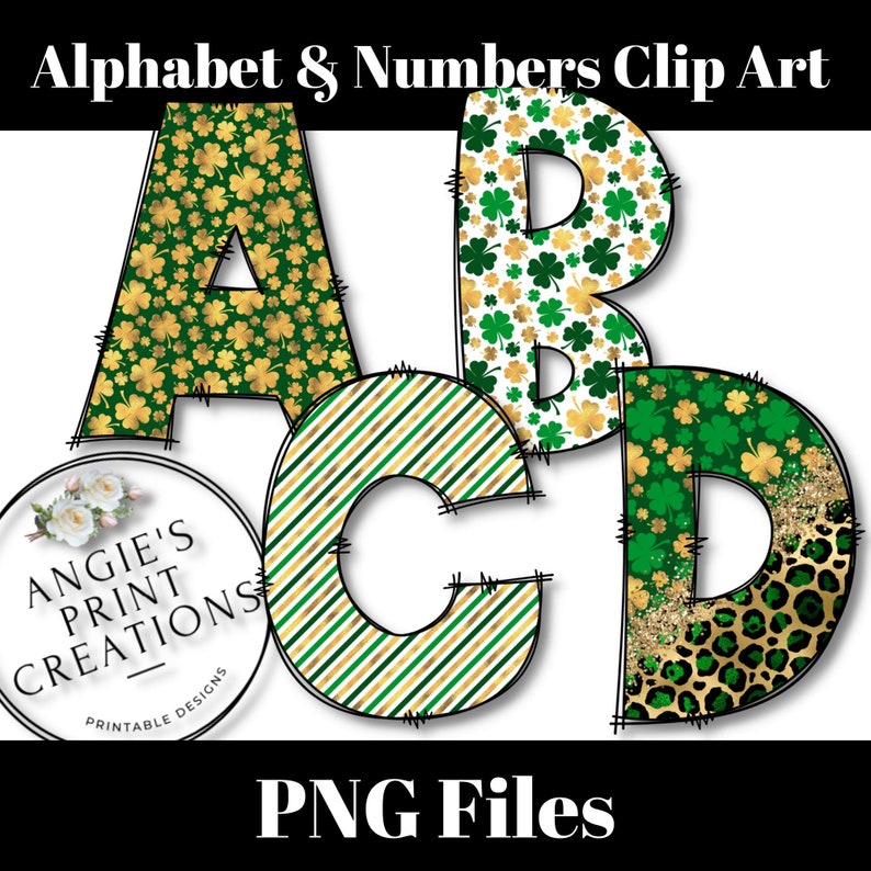 St. Patricks Day Green and Gold Alphabet Clip Art | Bulletin Board ...