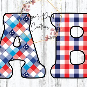 Patriotic Plaid Alphabet Clip Art, Bulletin Board Letters, PNG Files ...