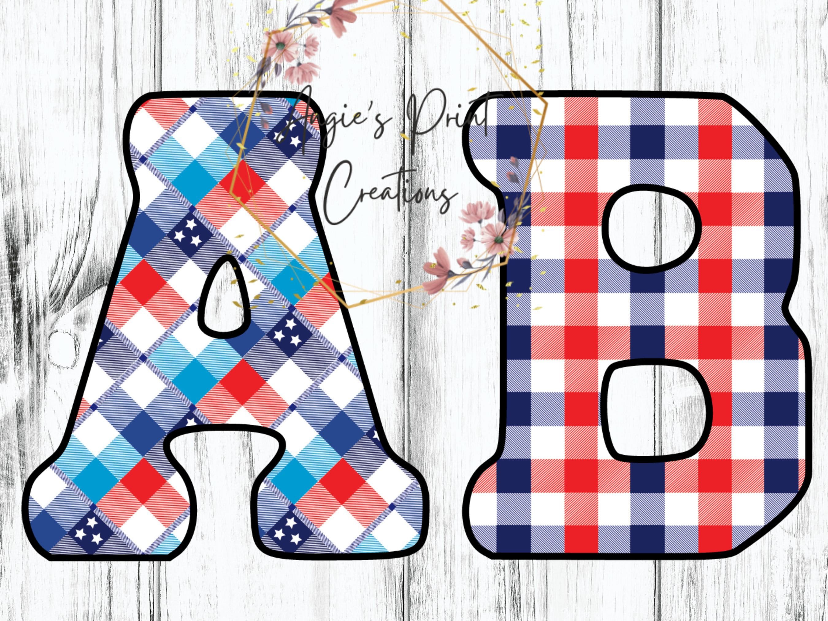 Patriotic Plaid Alphabet Clip Art, Bulletin Board Letters, PNG Files ...