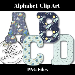 Space Themed Alphabet Clip Art, Bulletin Board Letters, PNG Files ...