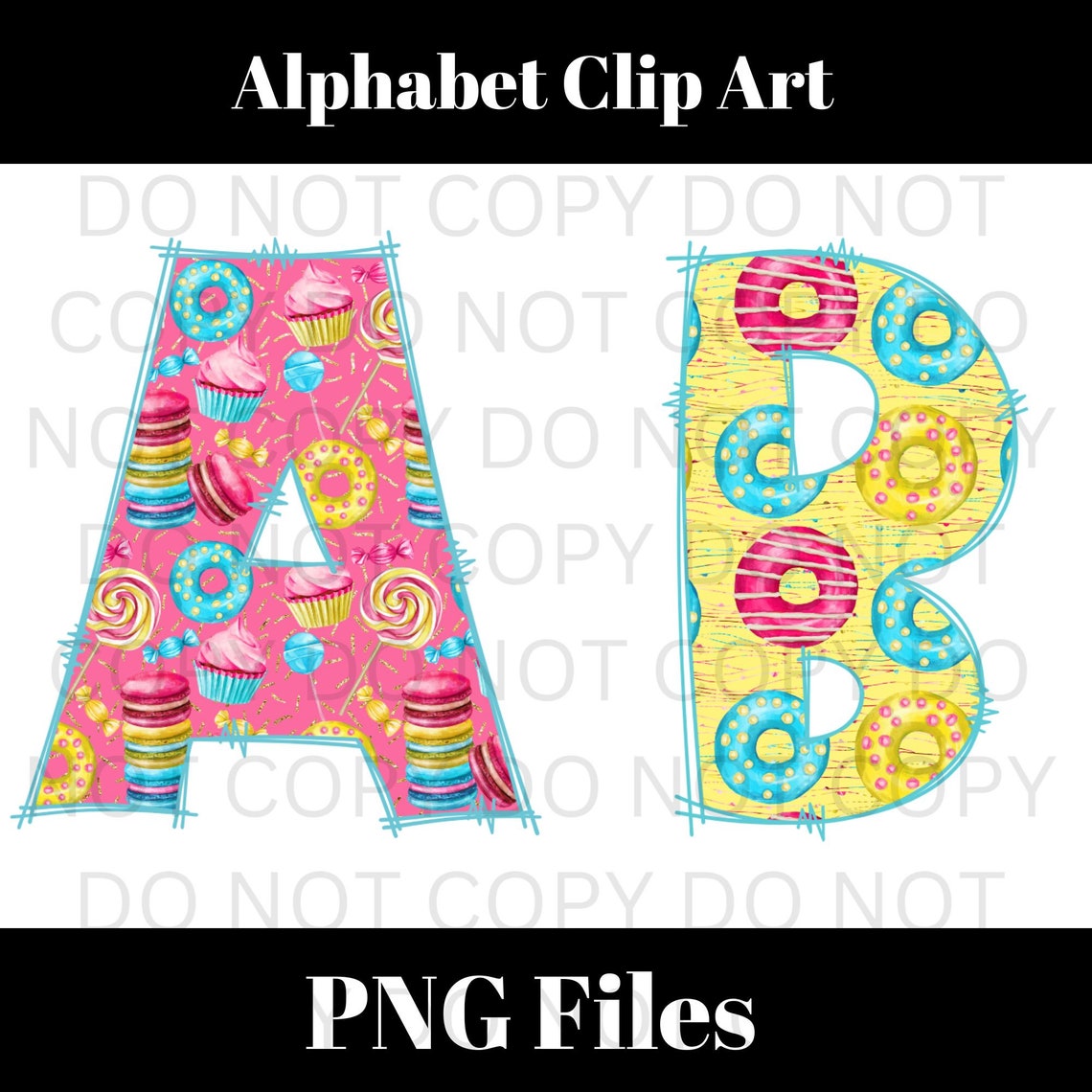 Sweets Themed Alphabet Clip Art, Bulletin Board Letters, PNG Files ...