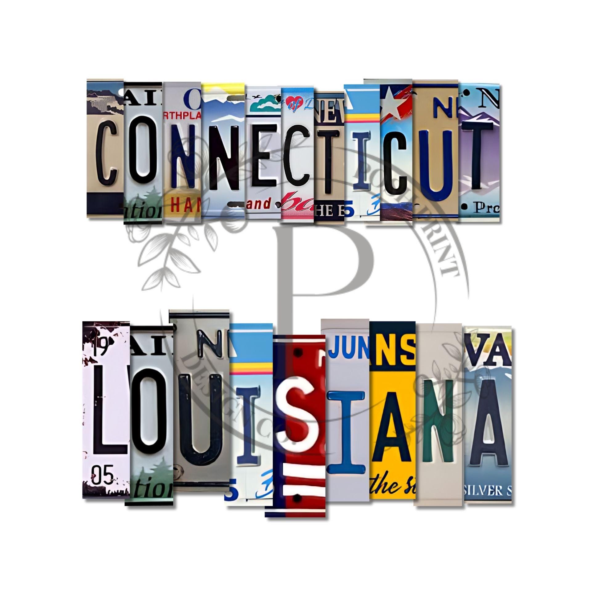 50 License Plate State Names PNG, Sublimation Transfer, T-shirt Design ...