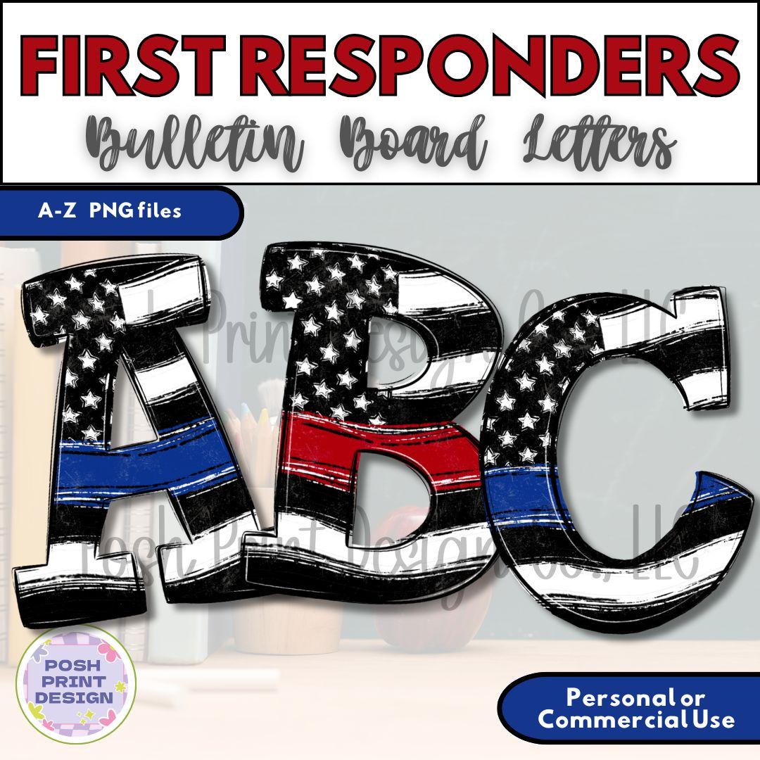 First Responders Bulletin Board Letters | Thin Blue Line & Red Line ...