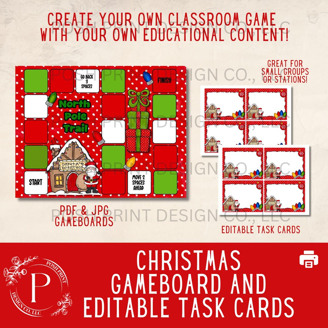 Christmas Game Board With Editable Task Cards - Create Your Own Game ...