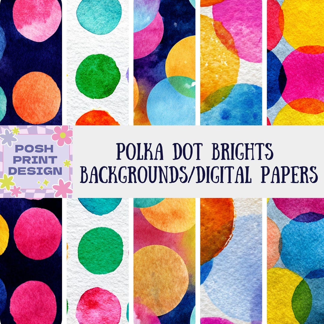 Polka Dot Brights, Scrapbook Pages, Digital Papers, Junk Journal, Ai ...