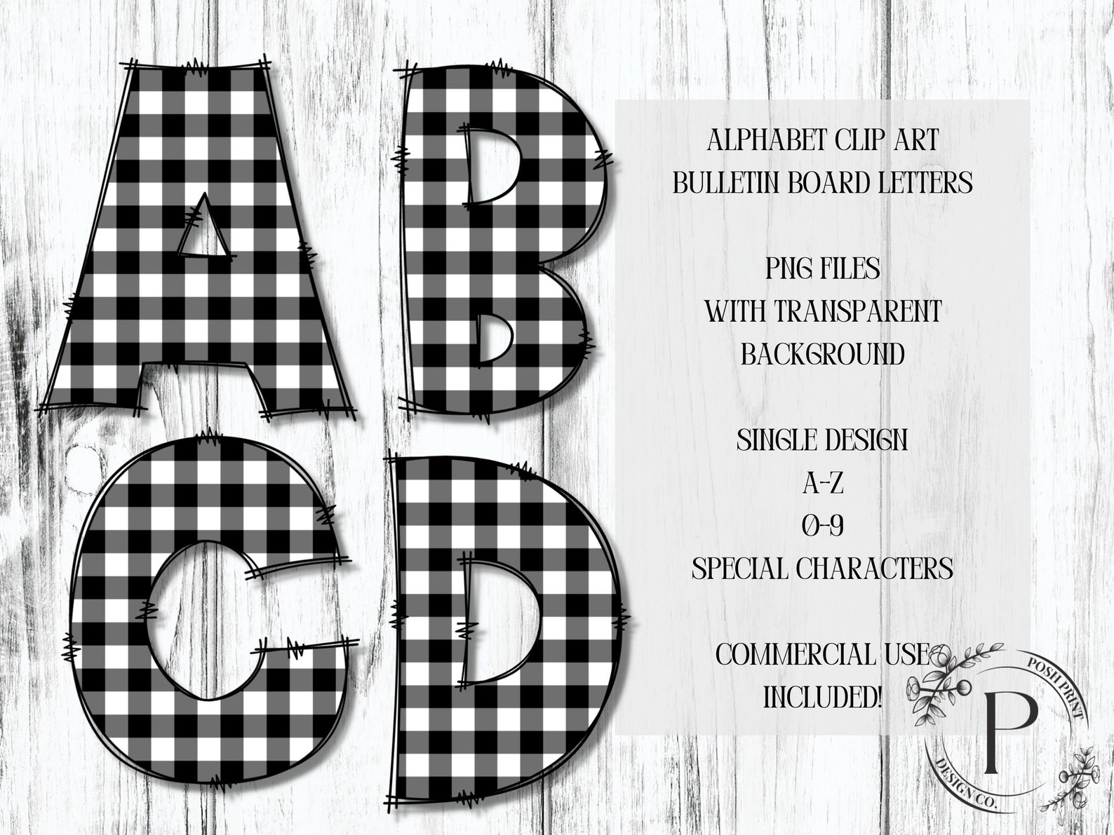 Buffalo Plaid Bulletin Board Letters, White Buffalo Plaid Bulletin ...