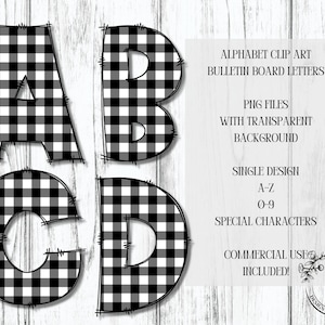 Buffalo Plaid Bulletin Board Letters, White Buffalo Plaid Bulletin ...