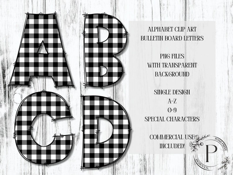 Buffalo Plaid Bulletin Board Letters, White Buffalo Plaid Bulletin ...