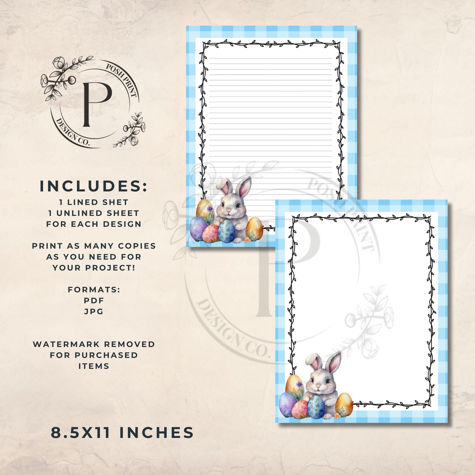 Printable Easter Stationery, Printable Writing Paper, PDF, JPG - Etsy