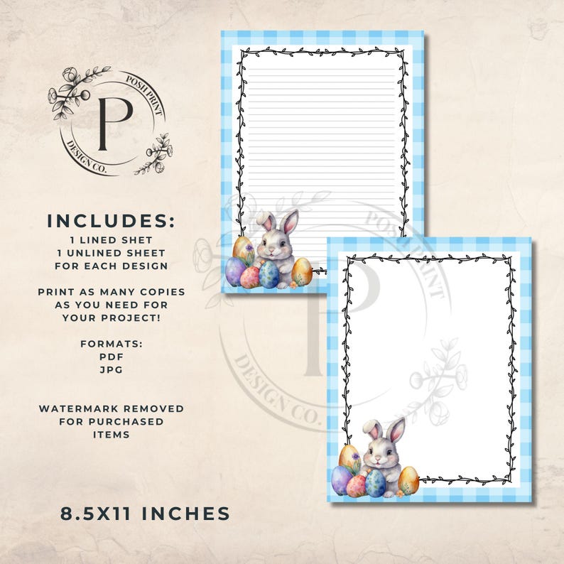 Printable Easter Stationery, Printable Writing Paper, PDF, JPG - Etsy
