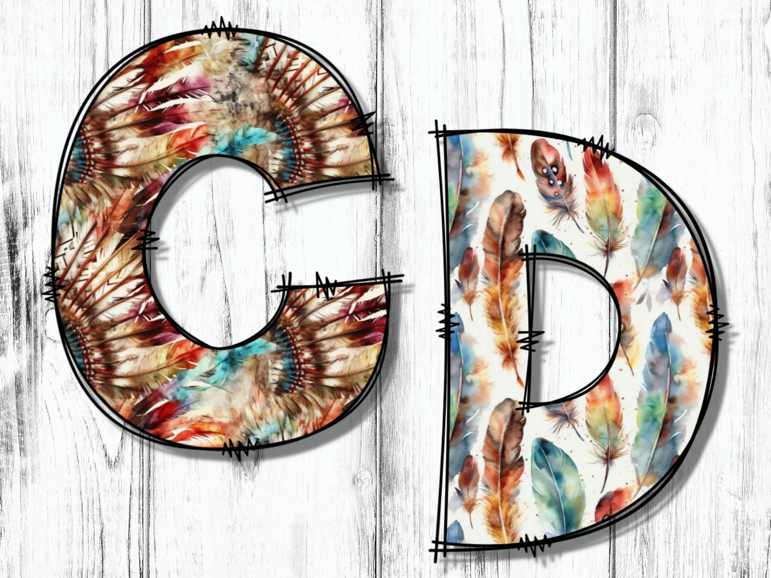 Feathers Alphabet Clip Art, Feathers Bulletin Board Letters, Native ...