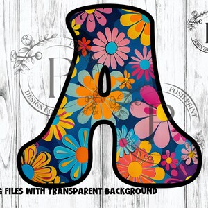 Groovy Flowers, Retro Alphabet Clip Art, Bulletin Board Letters, PNG ...