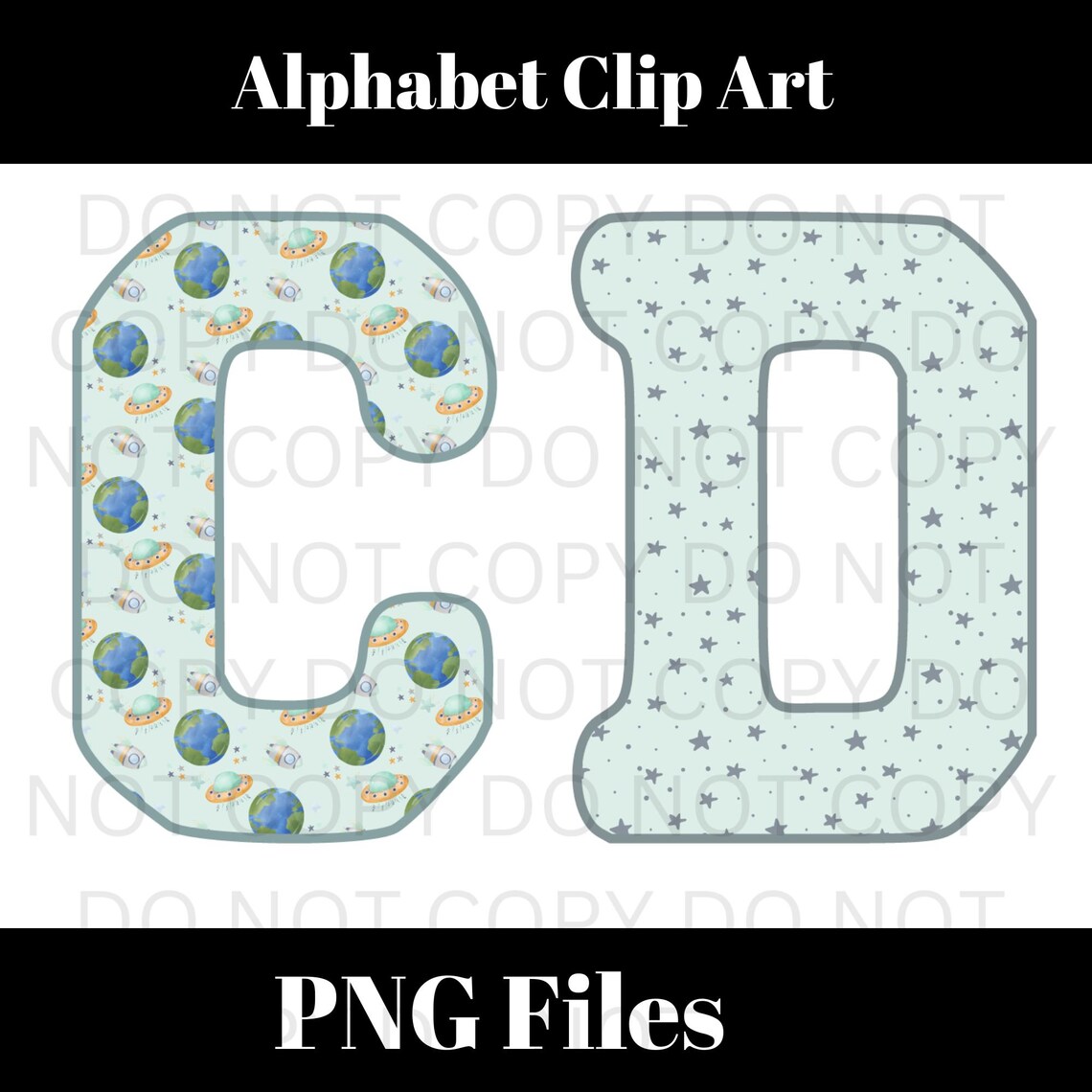 Space Themed Alphabet Clip Art, Bulletin Board Letters, PNG Files ...