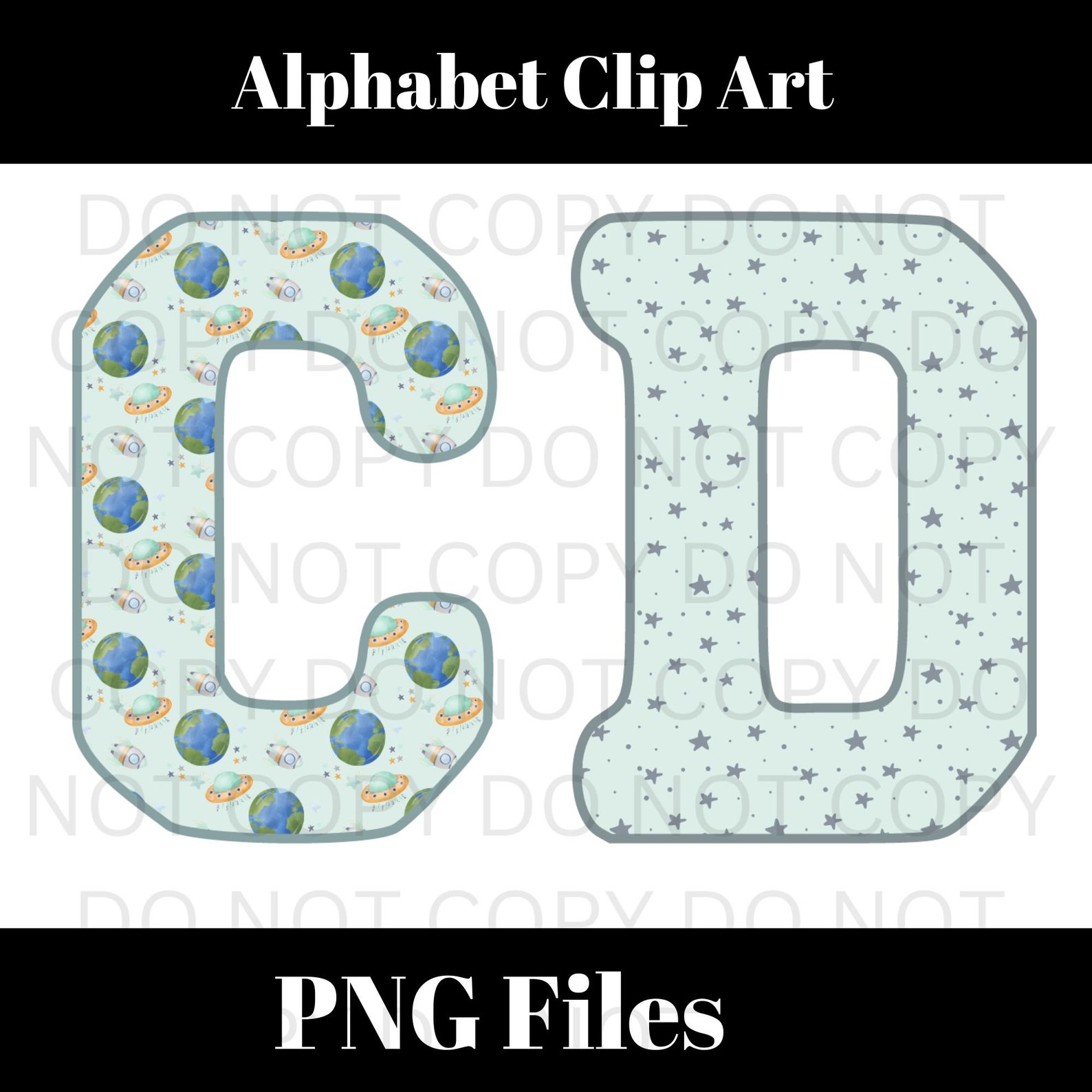 Space Themed Alphabet Clip Art, Bulletin Board Letters, PNG Files ...