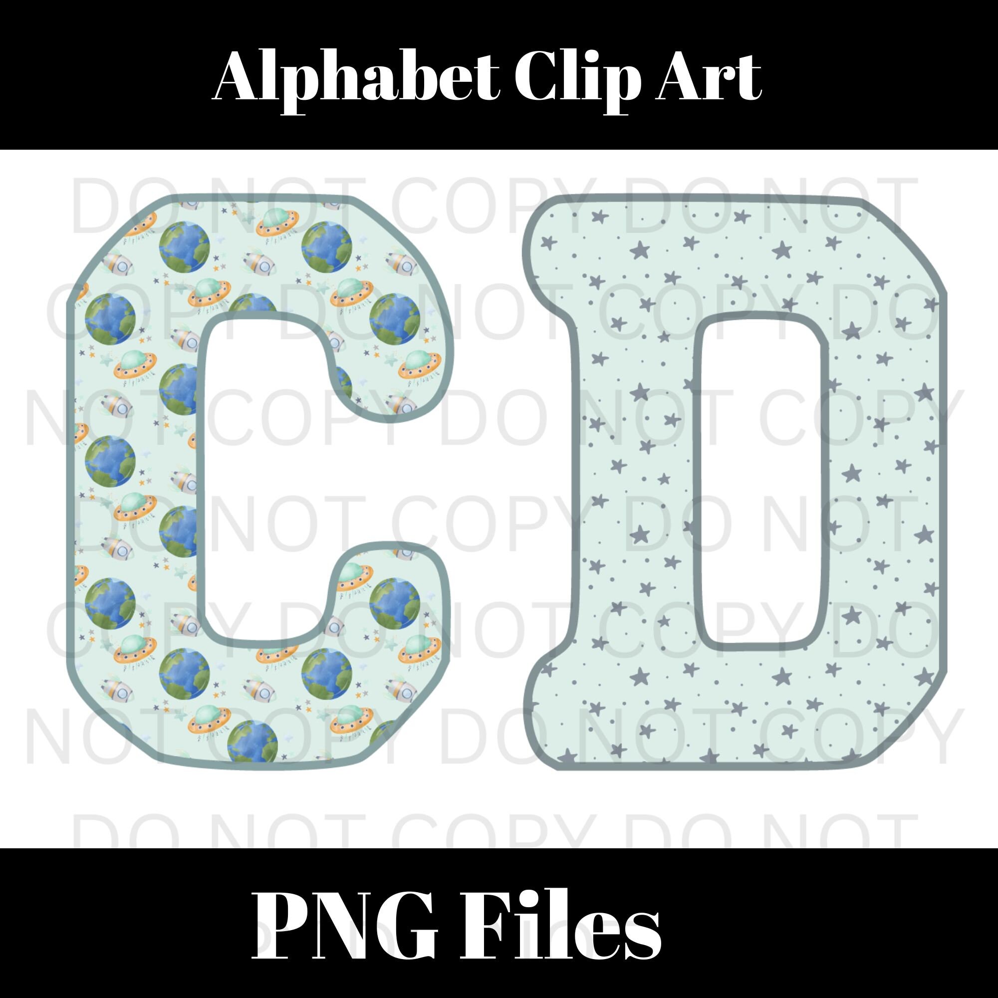 Space Themed Alphabet Clip Art, Bulletin Board Letters, PNG Files ...