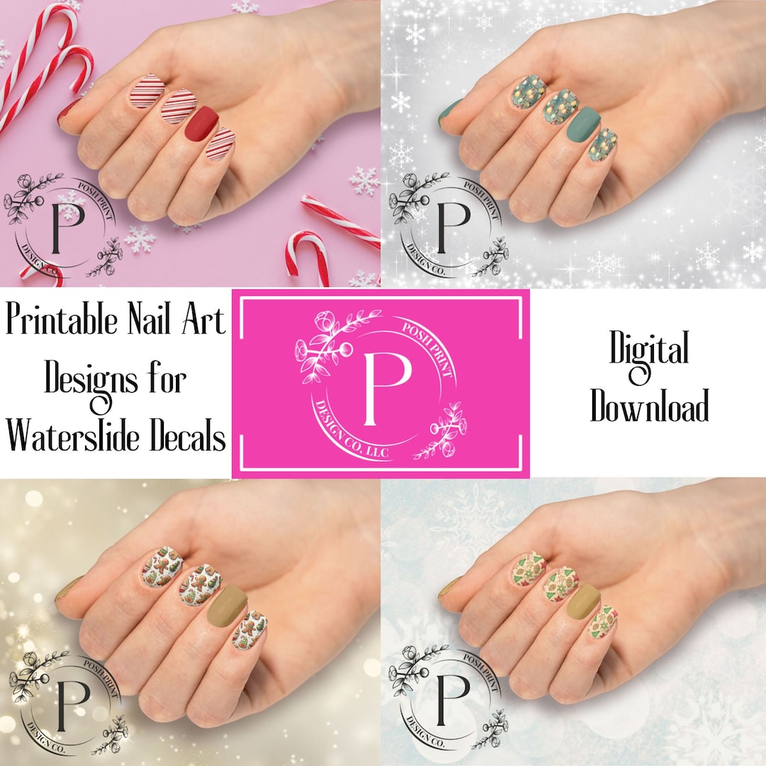 Printable Christmas Nail Art Designs Digital Nail Art - Etsy