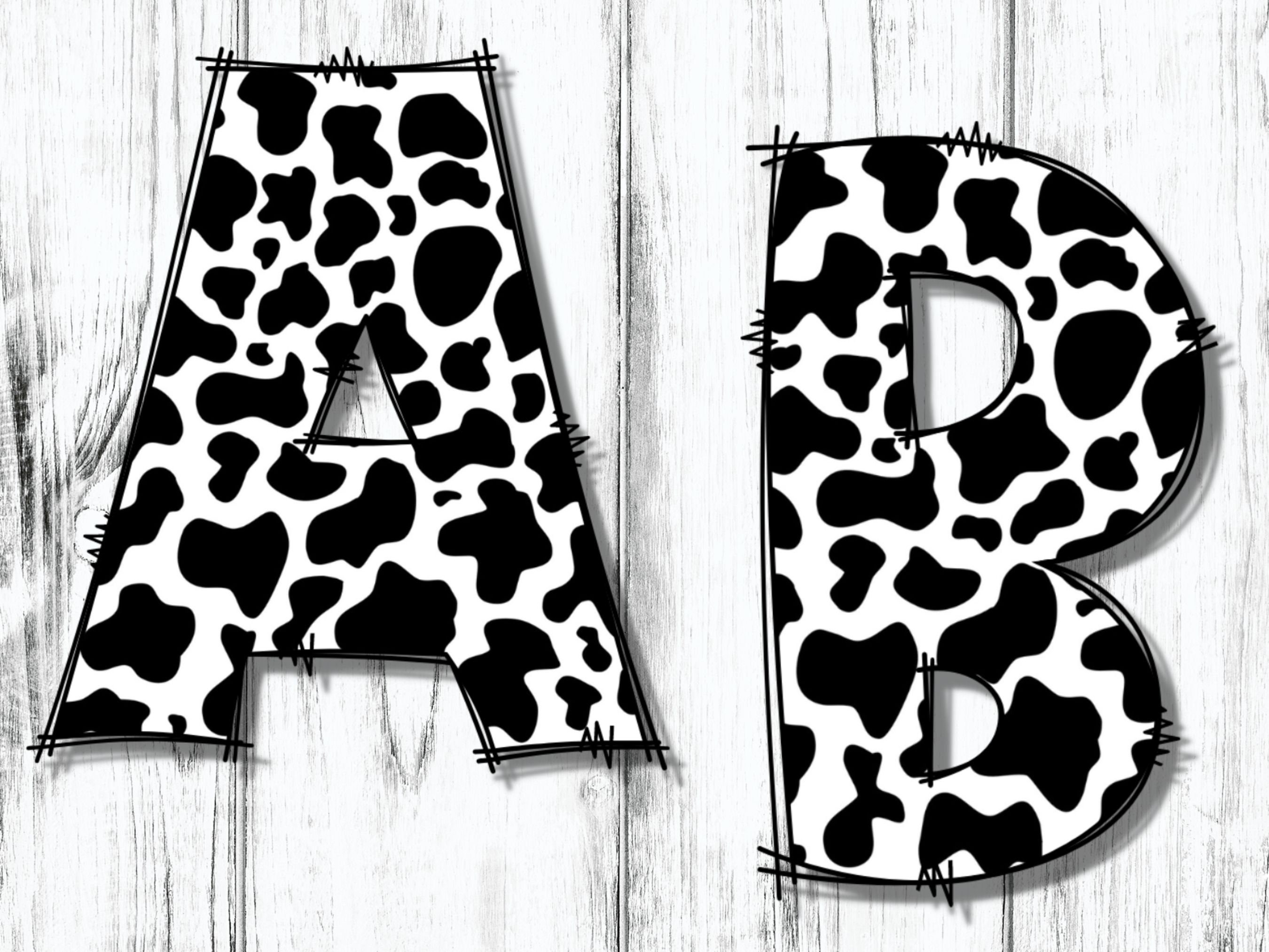 Cow Print Doodle Alphabet Clip Art, Cow Print Bulletin Board Letters ...
