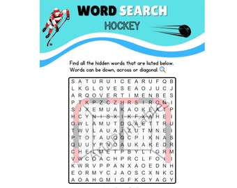 Hockey Word Search - Etsy