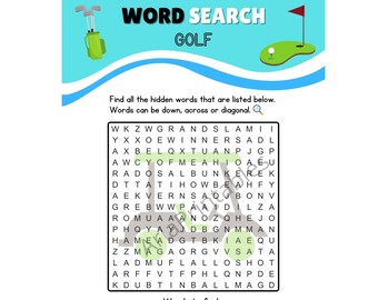 Golf Word Search - Etsy
