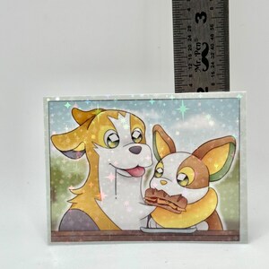 Pokémon Inspired Yamper and Bolthound Holographic Picnic Scene Sticker ...