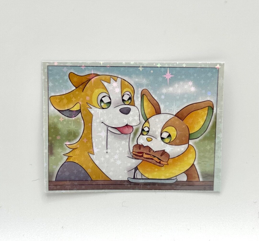 Pokémon Inspired Yamper and Bolthound Holographic Picnic Scene Sticker ...