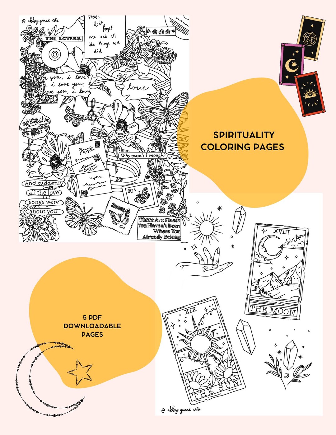 Spiritual Theme Digital Coloring Pages - Etsy