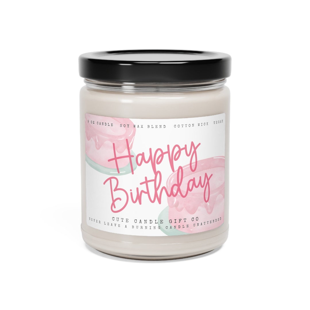 Happy Birthday Candle, Pink Watercolor Birthday Cake, Best Gift for Her ...