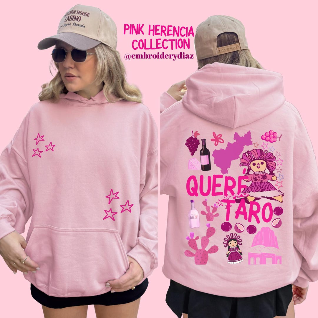 Queretaro Pink Herencia Collection, Mexican Heritage Crewneck, Latina ...