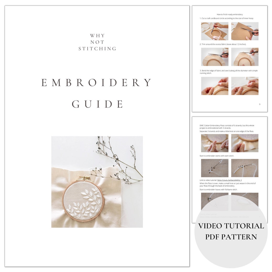 Floral Embroidery Pattern Video Tutorial Beginner - Etsy