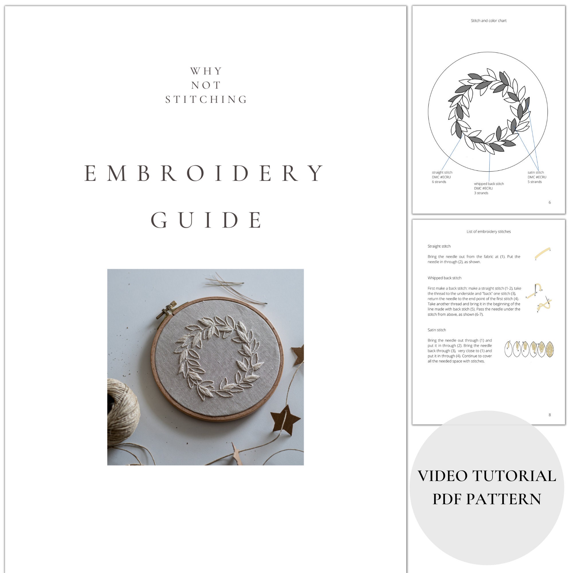 Floral Embroidery Pattern Video Tutorial Beginner - Etsy