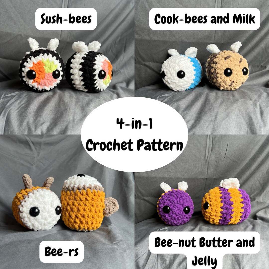 4-in-1 Bumble Bee Couple Bee-sties Crochet Patten - Etsy