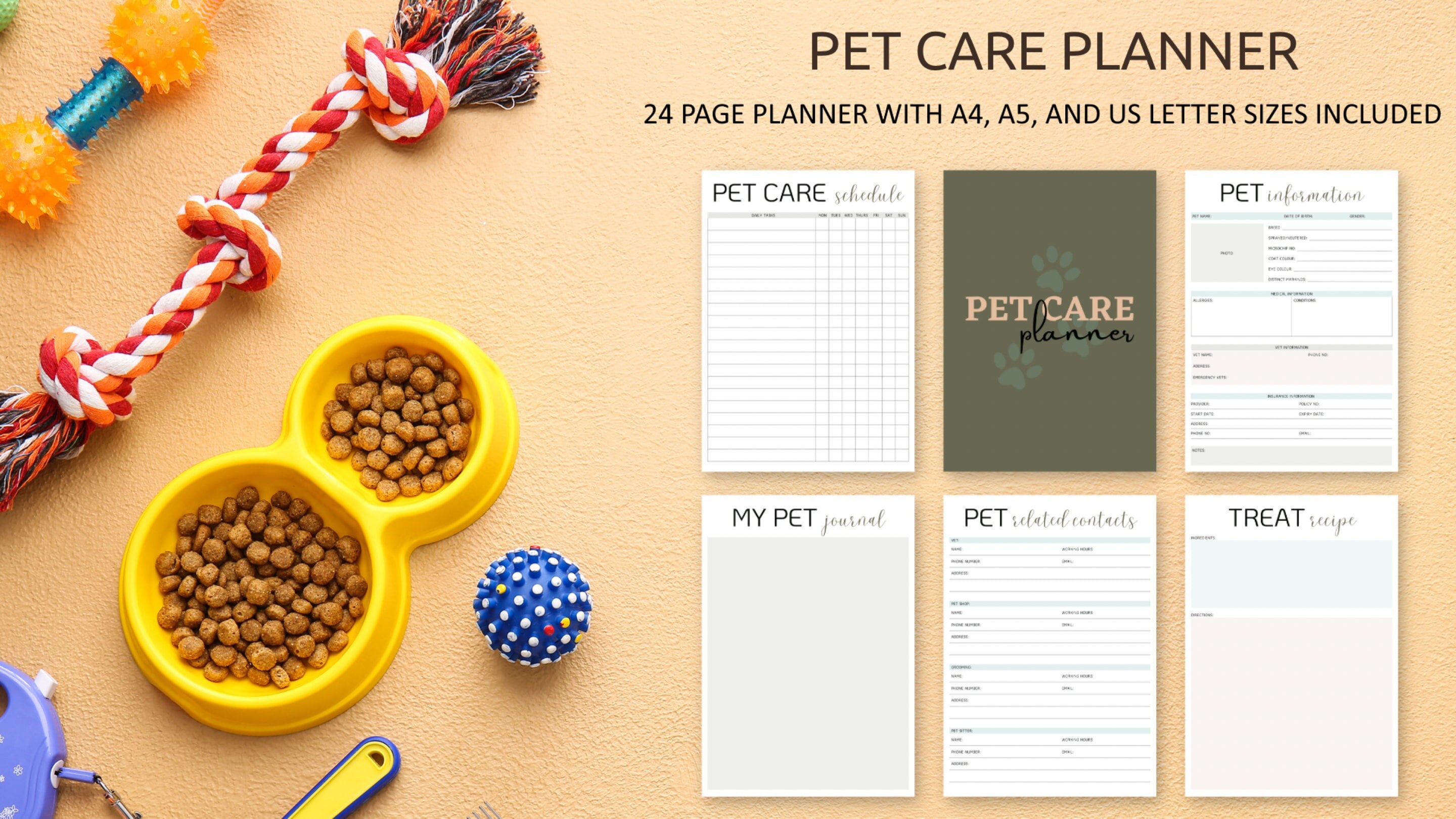 Premium Pet Planner, Pet Organizer, Dog Training Journal, Puppy Planner, Pet Care Planner, Pet ...