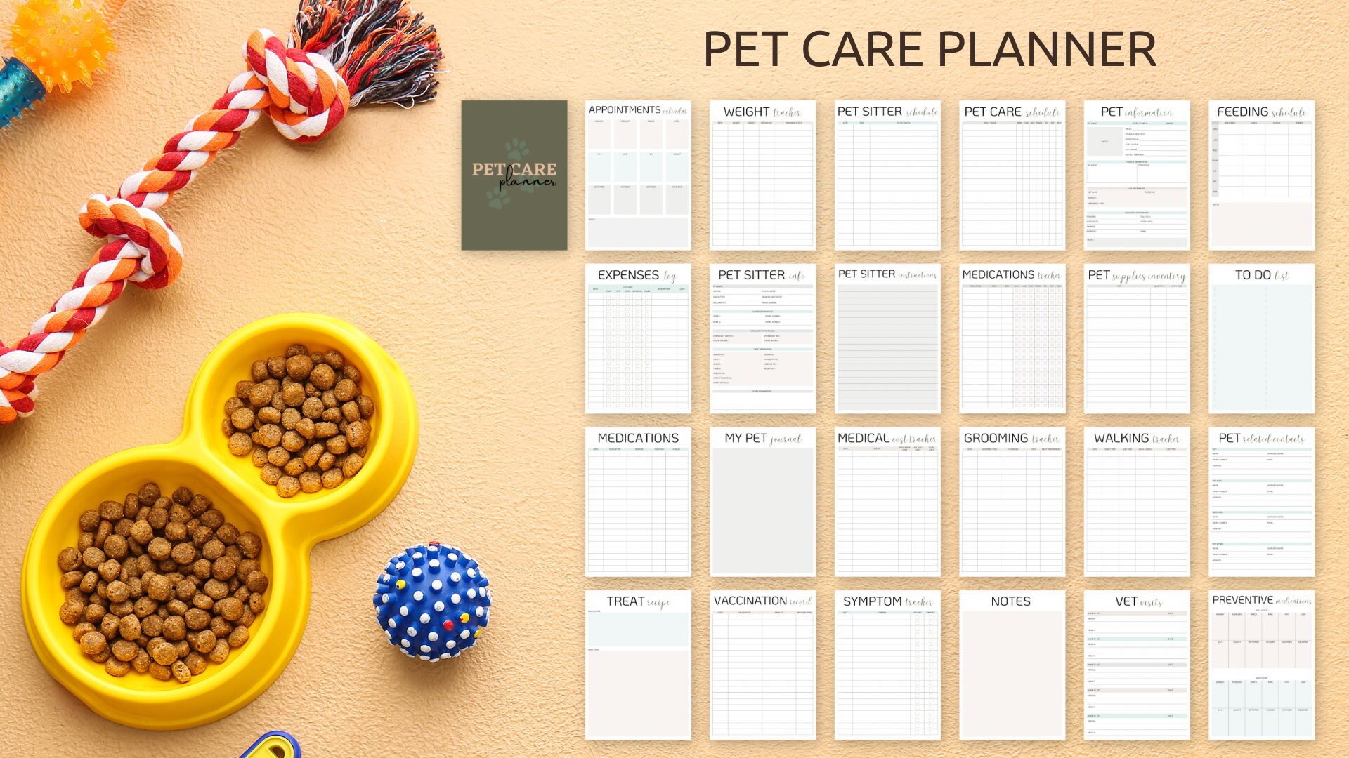 Premium Pet Planner, Pet Organizer, Dog Training Journal, Puppy Planner, Pet Care Planner, Pet ...