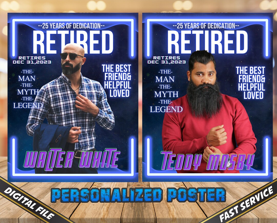 Custom Retirement Poster, Personalized Retired Magazine Cover Thema ...