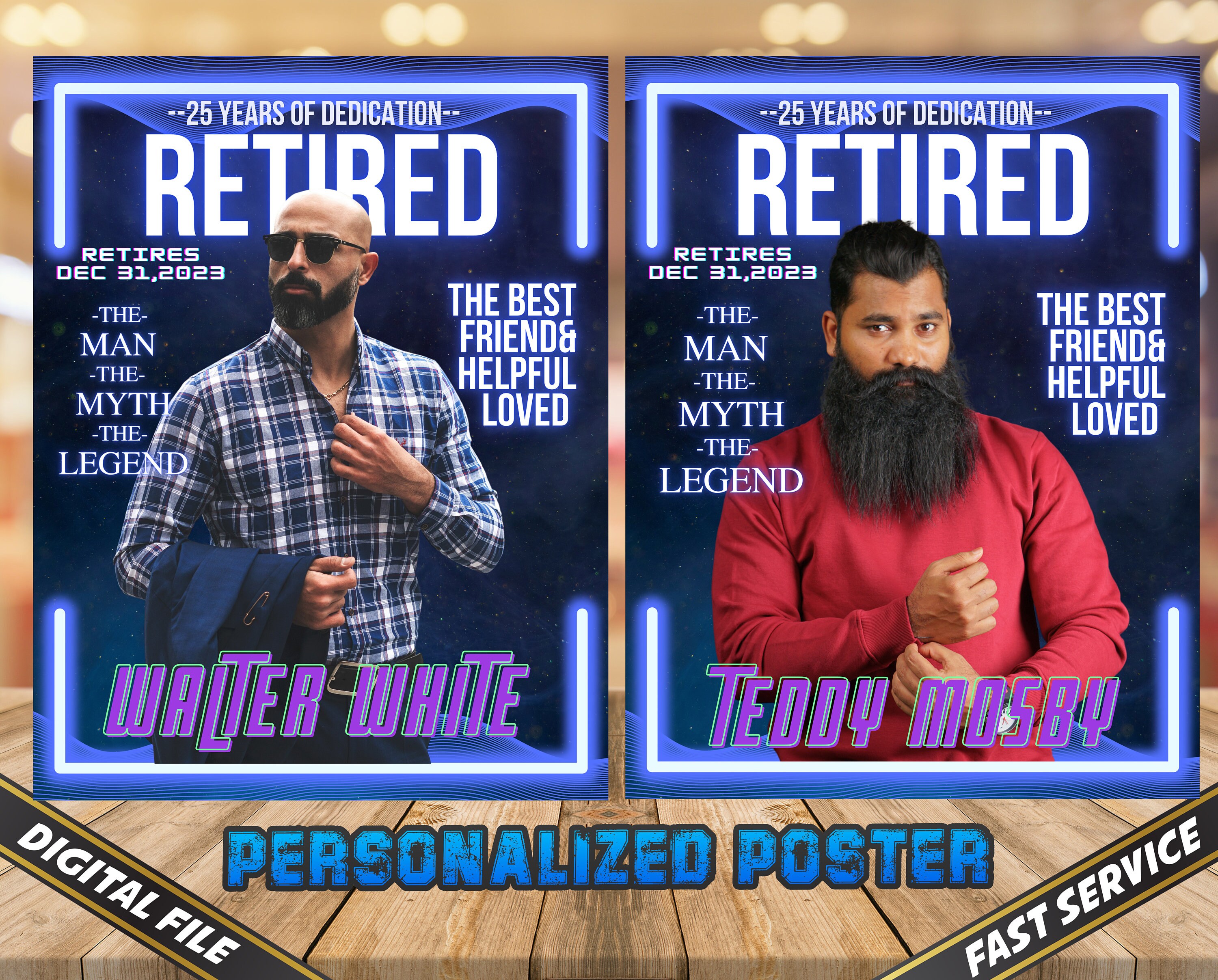 Custom Retirement Poster, Personalized Retired Magazine Cover Thema ...